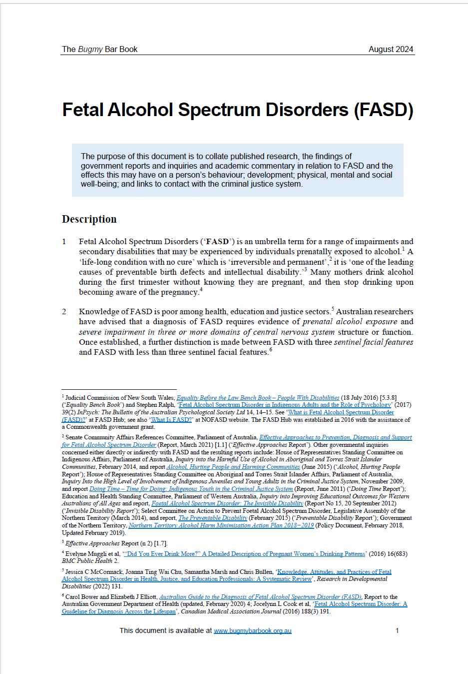 Fetal Alcohol Spectrum Disorders | Bugmy Bar Book